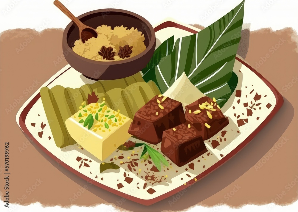 Traditional Muslim Food Popular Among Malaysians. Lemang, Ketupat Palas ...