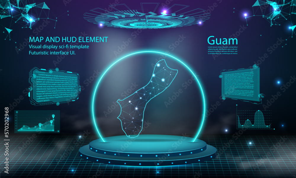 guam map light connecting effect background. abstract digital ...
