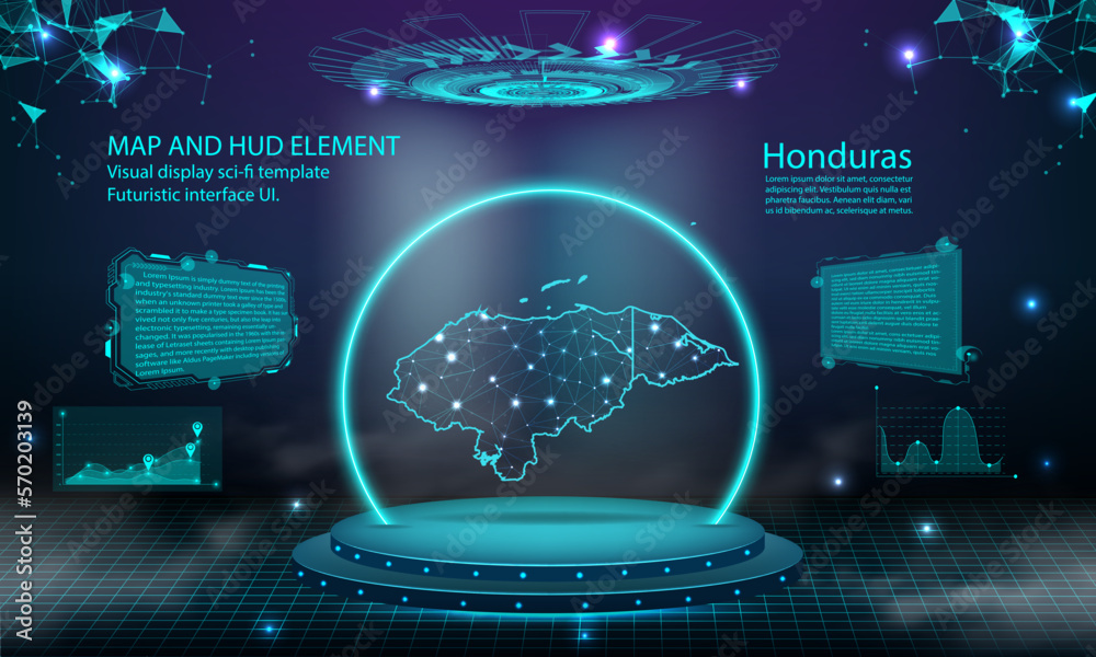 honduras map light connecting effect background. abstract digital ...