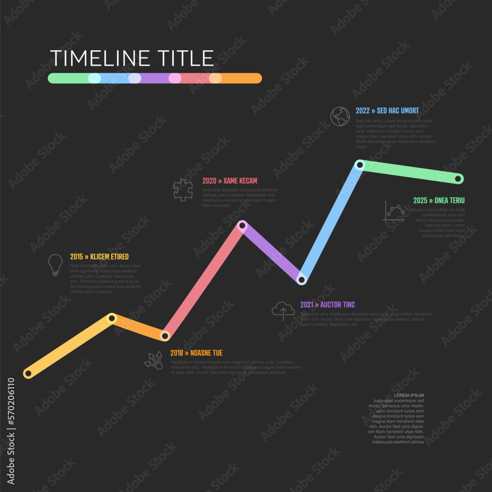 Poster Thick line dark growth Infogrpahic vertical timeline diagram ...