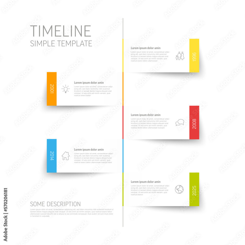 Simple vertical infographic timeline template made from white paper ...