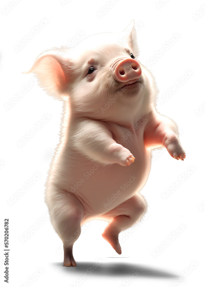 Pig dancing standing up, isolated on transparent background. Generative ...