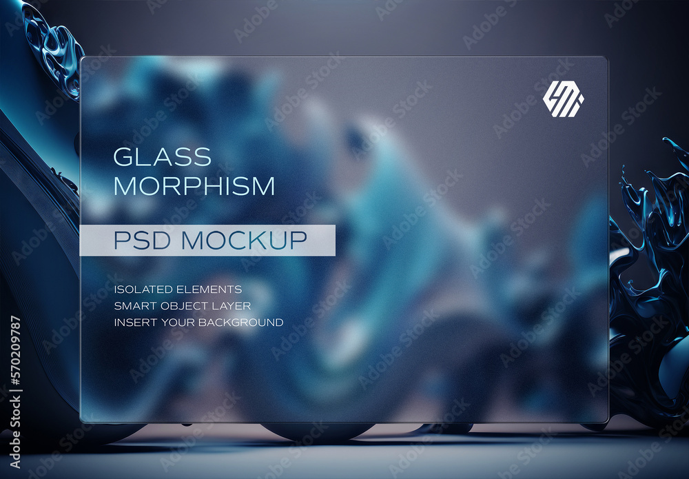 Transparent Frosted Glass Mockup on Editable Background Stock Template ...