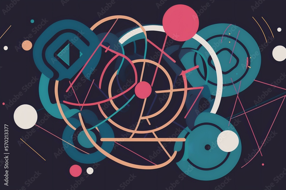 abstract pattern made up of interconnected shapes and lines ...