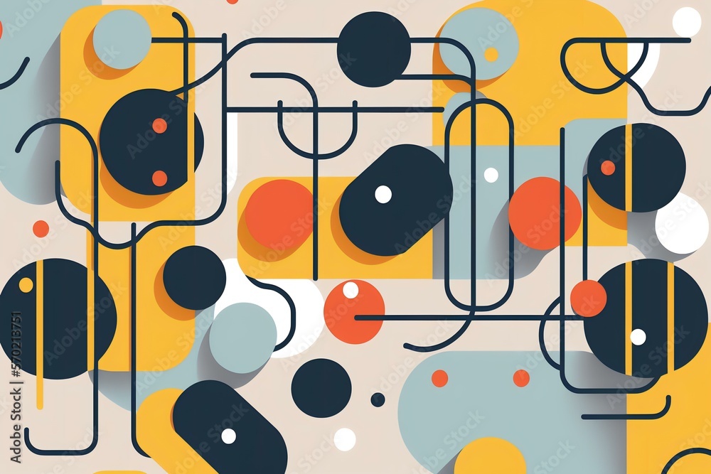 abstract pattern made up of interconnected shapes and lines ...