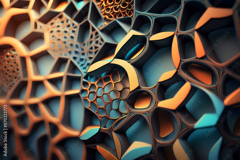 abstract pattern made up of interconnected shapes and lines ...