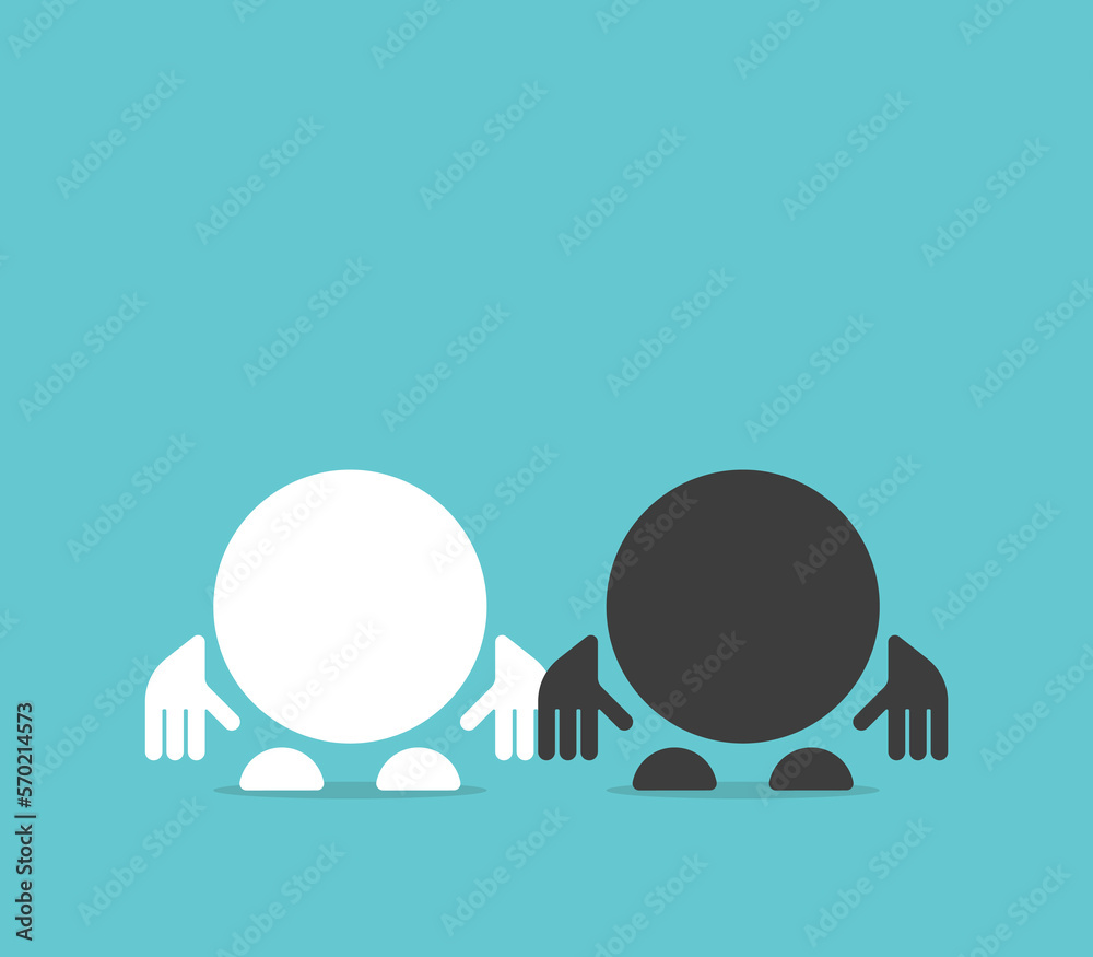 Opposite characters holding hands. Friendship, friends, diversity, love ...