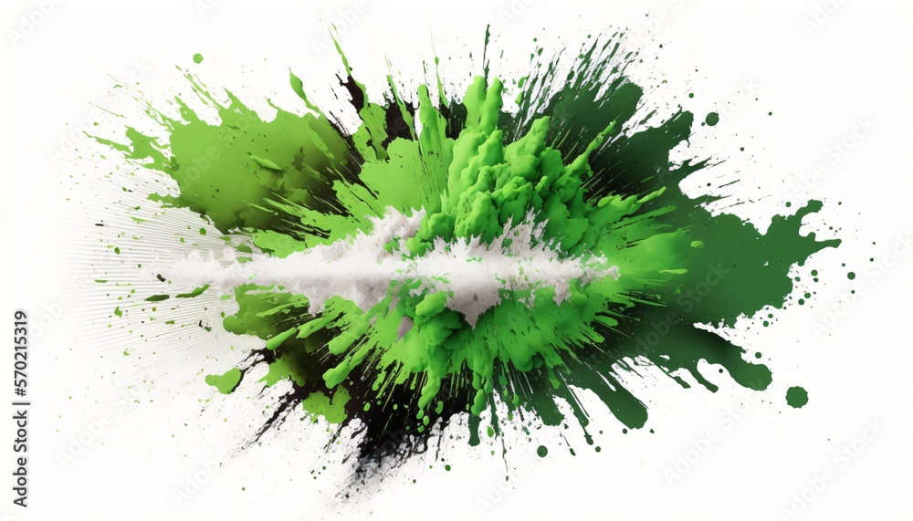arrière plan, explosion de peinture verte sur fond blanc, graphisme, IA ...