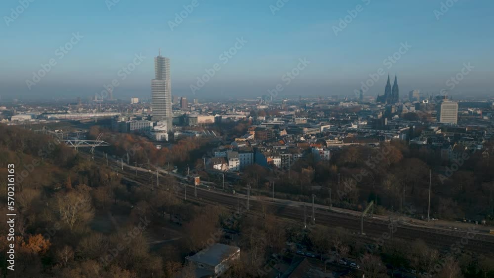 Spectacular Aerial View of Cologne: Ascending Drone Footage Showcasing ...