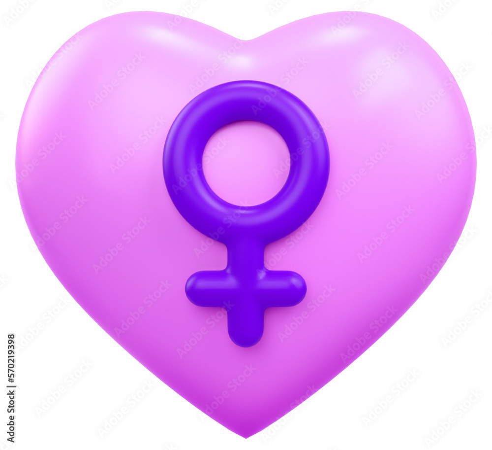ภาพประกอบสต็อก Pink heart with female symbol isolated on a transparent ...