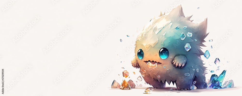 Cute Crystal Monster Halloween - Watercolor (Generative AI Art) - with ...