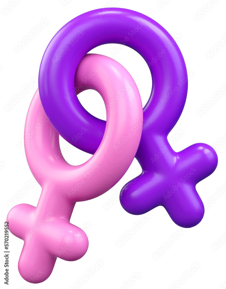 ภาพประกอบสต็อก Two female symbols united on a transparent background ...