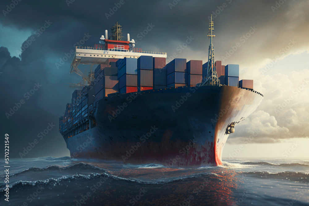 Container cargo ship in import and export for business commercial trade ...