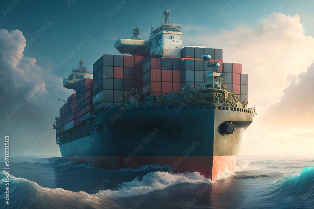 Container cargo ship in import and export for business commercial trade ...