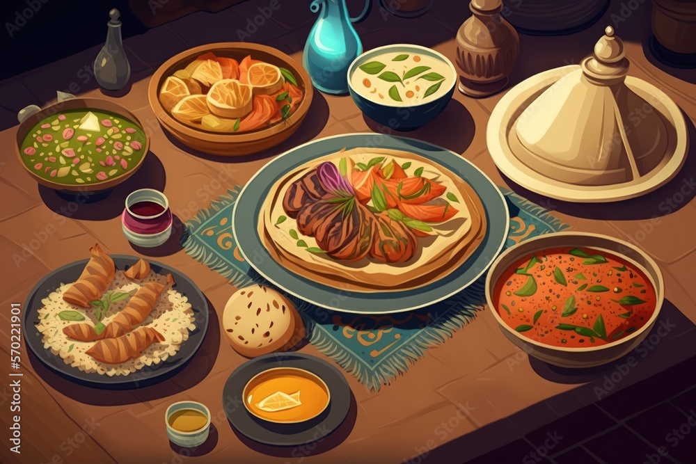 Arabic cuisine;Middle Eastern traditional lunch. It's also Ramadan ...