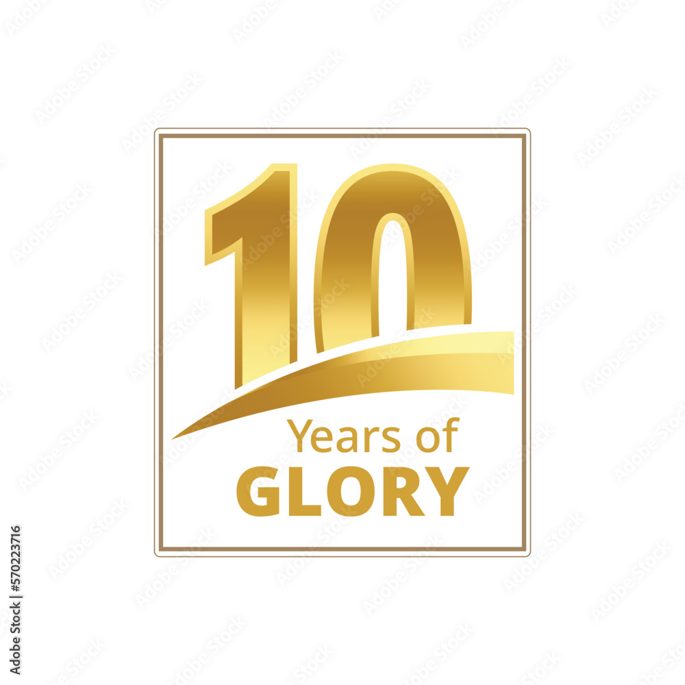 10 years golden logo, 10 years of glory, trust, 10 symbol vector ...