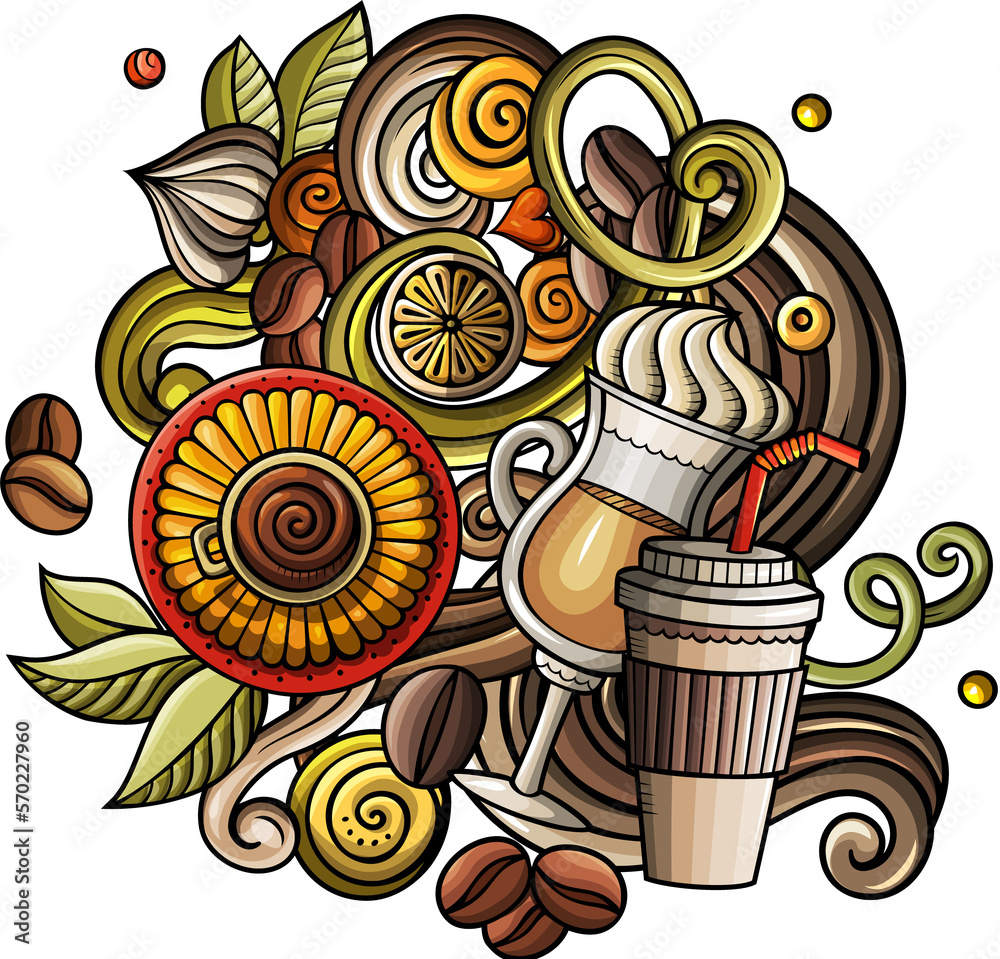 Cafe detailed cartoon illustration Stock Illustration | Adobe Stock