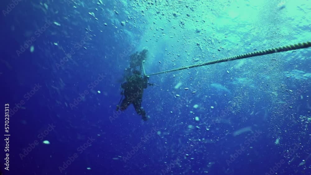 Pacific ocean, Costa Rica - September 5, 2021: Brave diver descends by ...