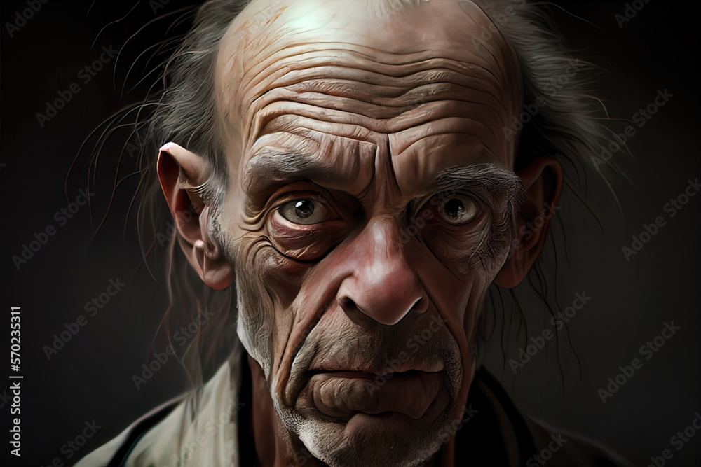 fictitious person, ai generated, close up, portrait, of an old man with ...