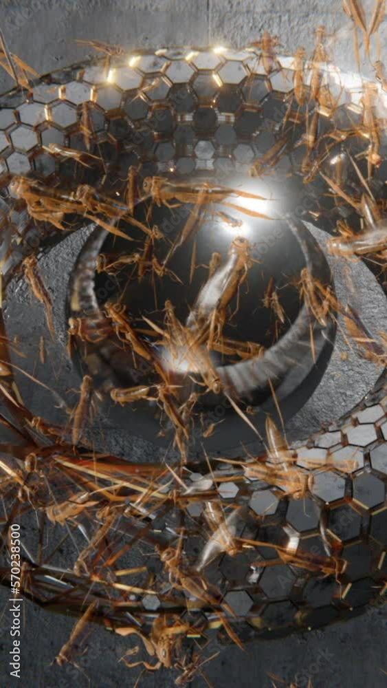 vertical video animation - Futuristic technology as a torus object ...