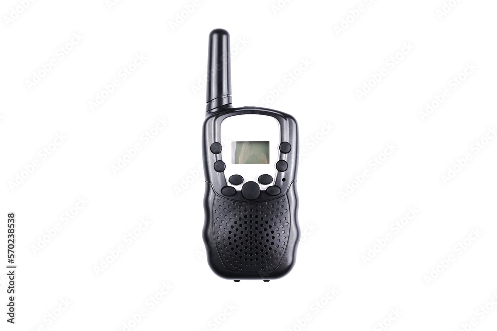 Black rectangle portable device with antenna isolated on white ...