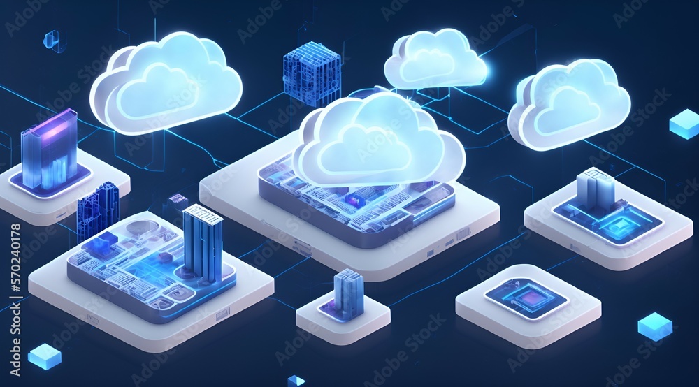 Cloud computing technology concept art, futuristic illustration for ...