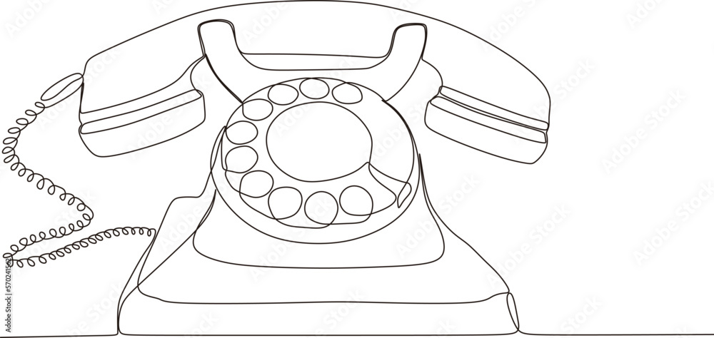 Home phone continuous line drawing. One line art of home appliances ...