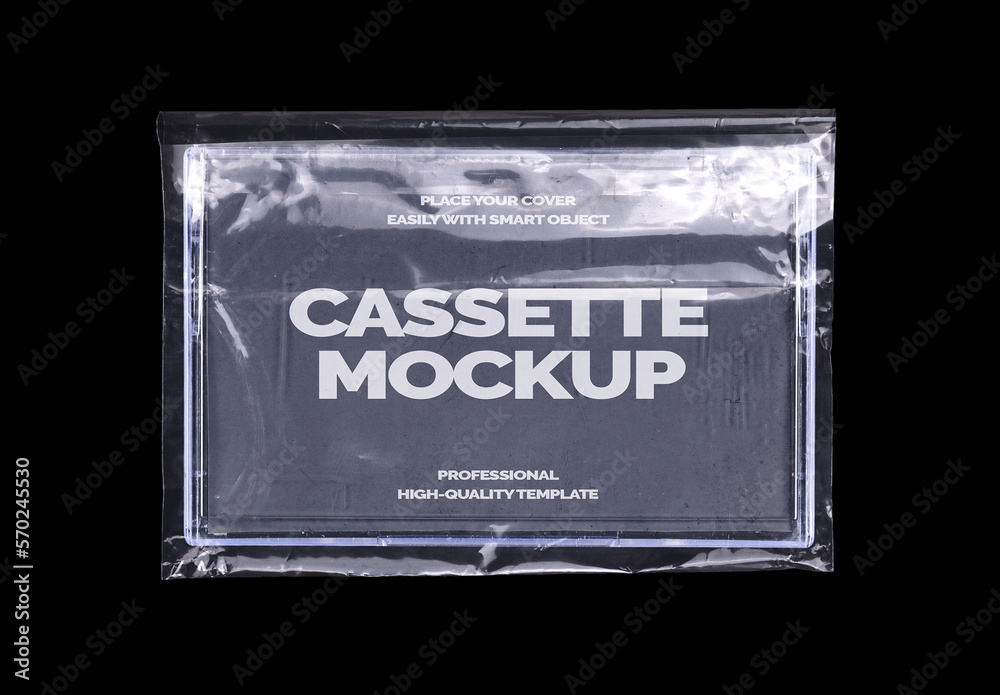 Cassette Tape Compact Case Audio Record Mockup Template Stock Template ...