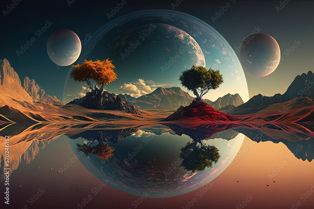 Futuristic wallpaper with flat lines representing other worlds and ...