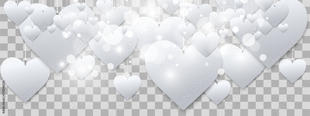 Hearts on a transparent background. Love card. Recognition of ...