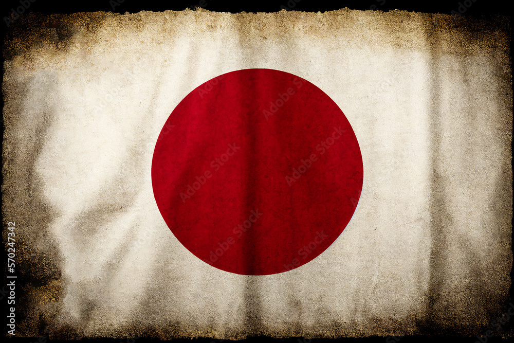 National flag of Japan background with a distressed vintage weathered ...