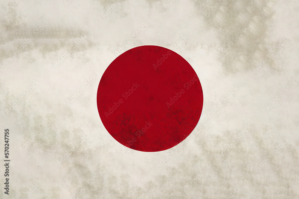 National flag of Japan background with a distressed vintage weathered ...