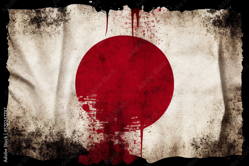 National flag of Japan background with a distressed vintage weathered ...