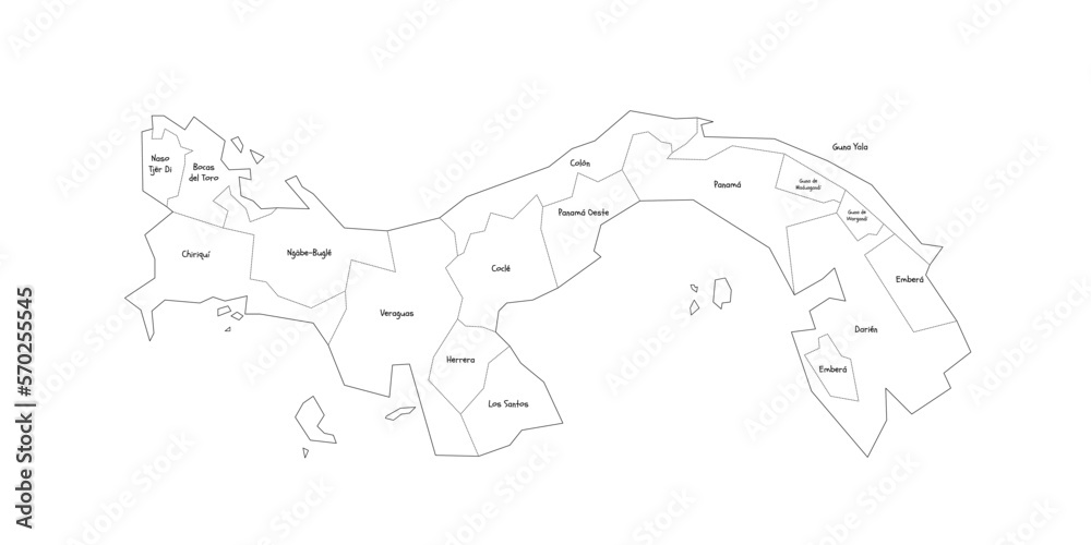Panama political map of administrative divisions - provinces. Handdrawn ...