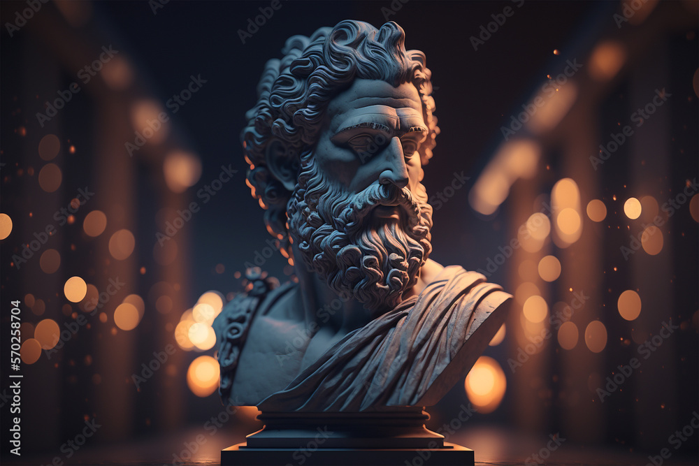 Wise philosopher education background. Bust marble sculpture. History ...