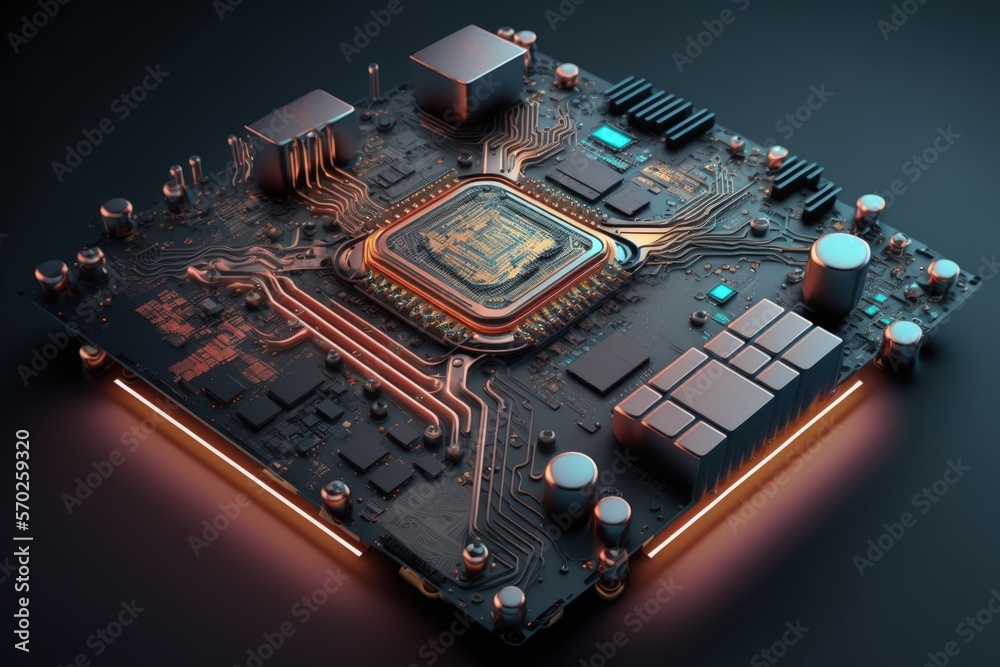 cyborg AI. the circuit board. technical knowledge CPU and GPU concepts ...
