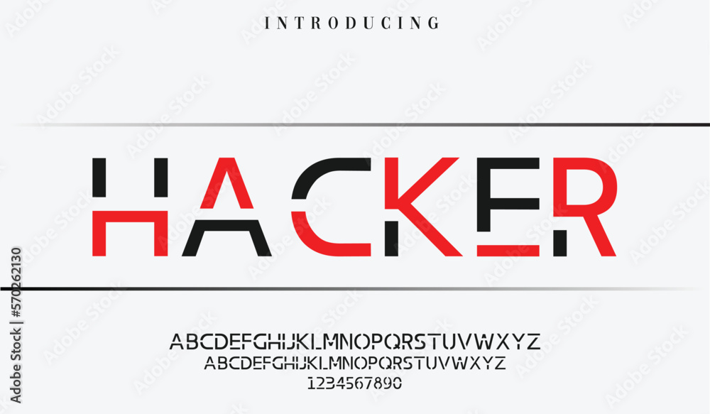 Hacker, an elegant alphabet font and number. Premium uppercase fashion ...