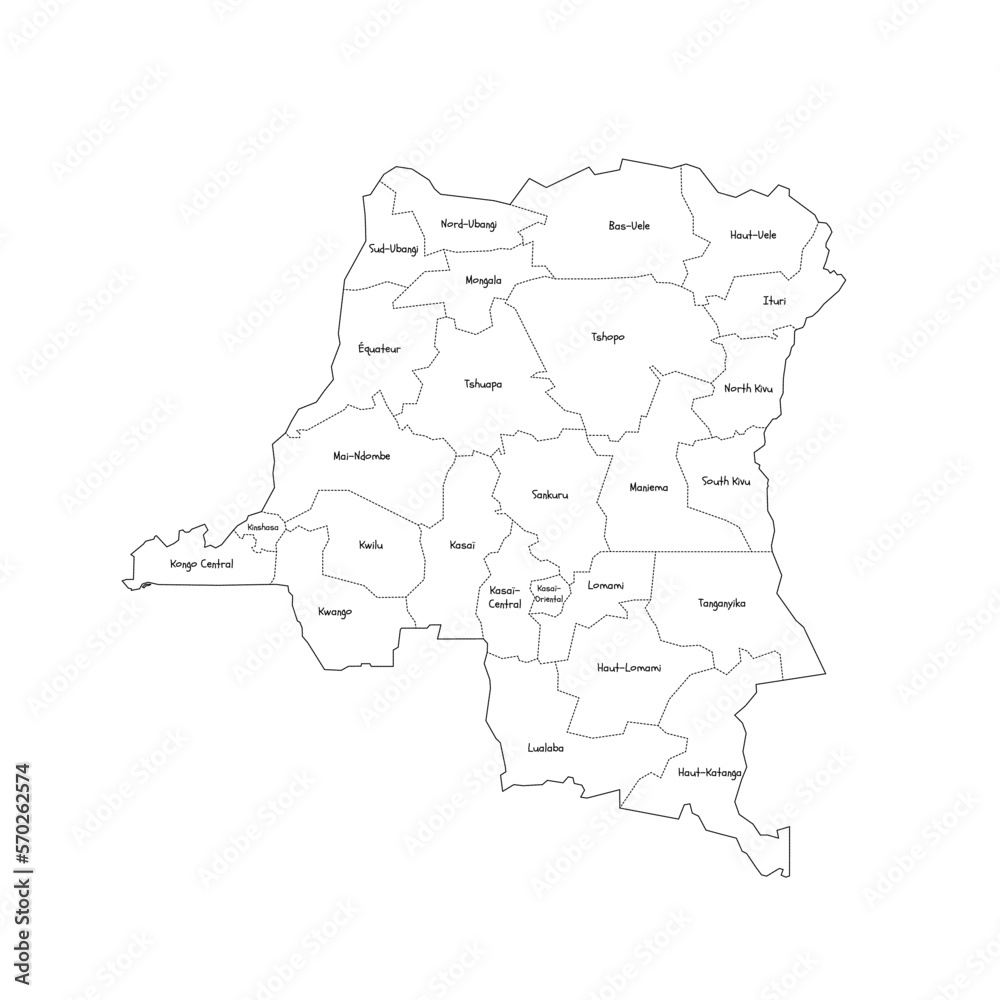 Democratic Republic of the Congo political map of administrative ...