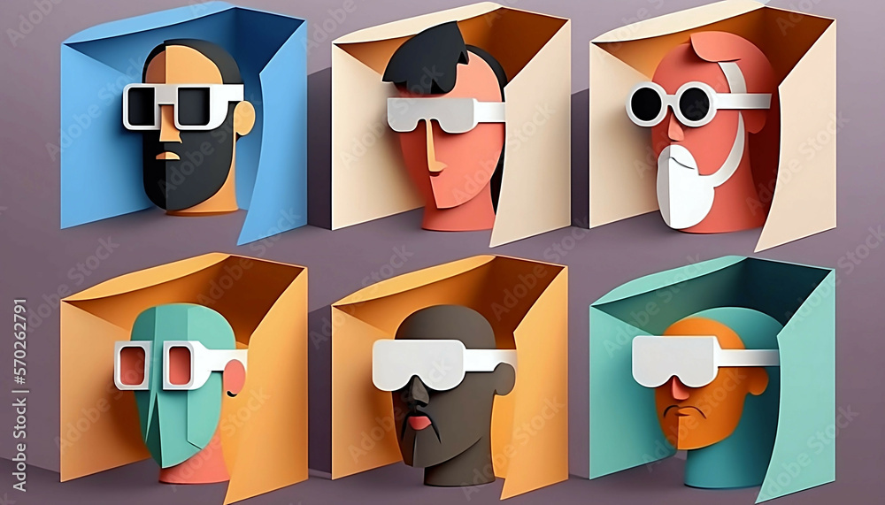 flat 3d people bust avatar faces set of Different men and women ...
