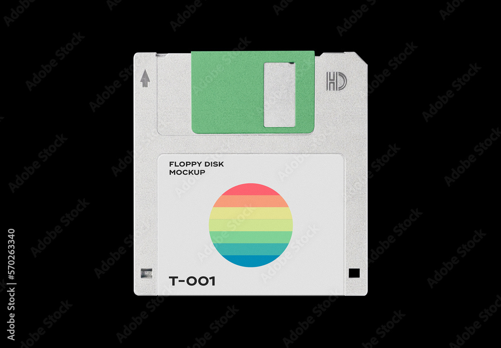 Floppy 3.5 inches Diskette Disk Case Mockup Template Stock Template ...