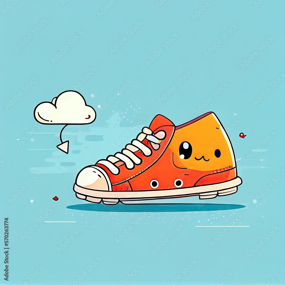 cute sneakers cartoon character going on vacation, cartoon style ...