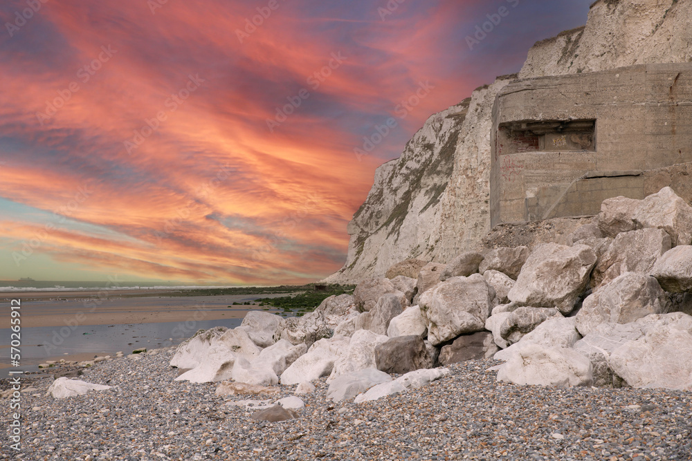part of the old bunkers from the second world war on the beach of cap ...