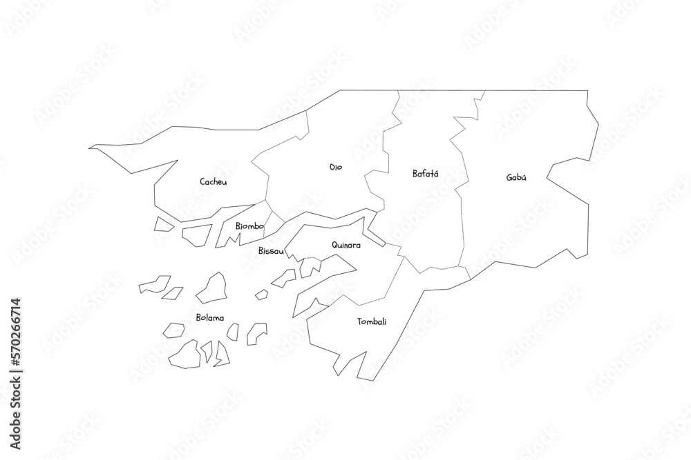 Guinea-Bissau political map of administrative divisions - regions and ...