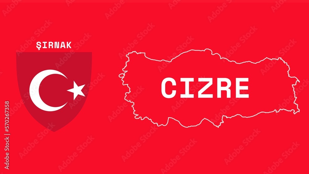 Cizre: Illustration mit dem Ortsnamen der türkischen Stadt Cizre in der ...
