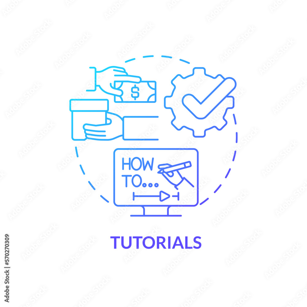 Tutorials blue gradient concept icon. Video instructions creation ...