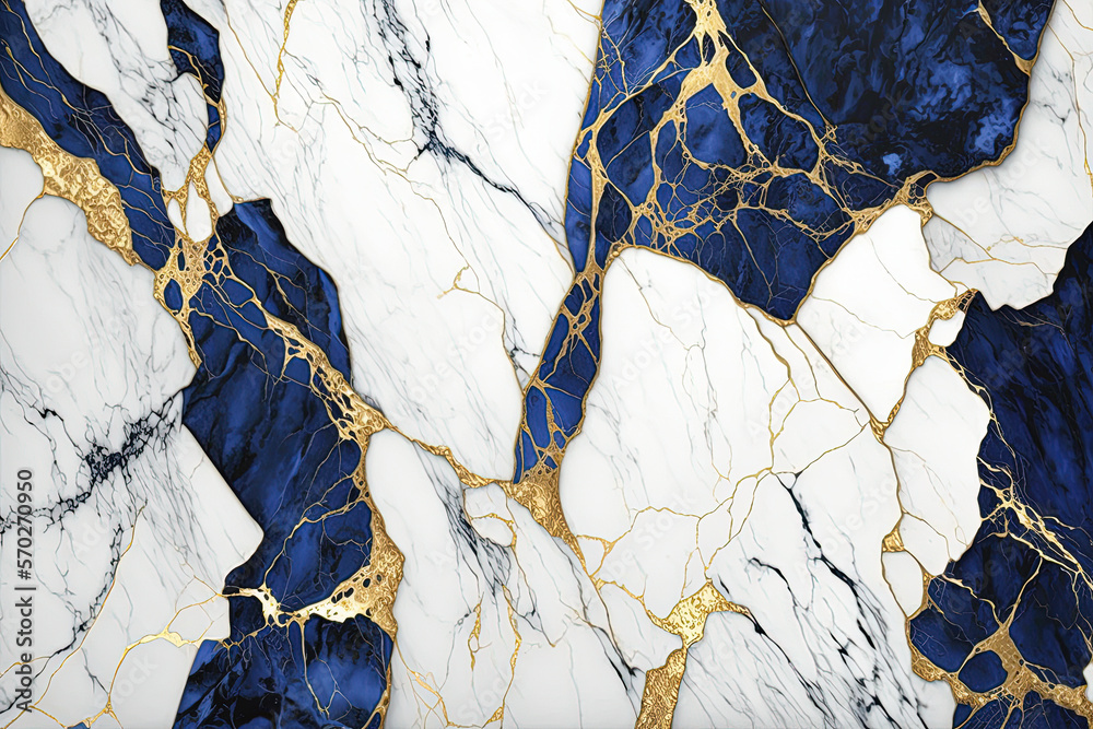 Navy blue marble stone texture with golden veins, Generative AI Stock ...