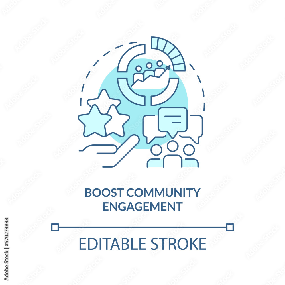 Boost community engagement turquoise concept icon. Social media ...