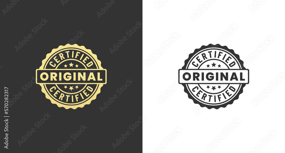 Certified Original Label or Original Certified Stamp Vector on White ...