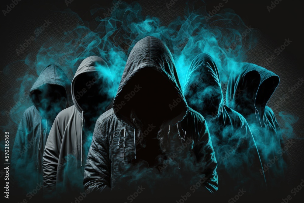Army Of Hackers Dangerous Group Of Hackers In Hoods Internet Virus