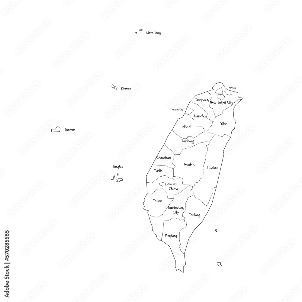 Taiwan political map of administrative divisions - provinces and ...